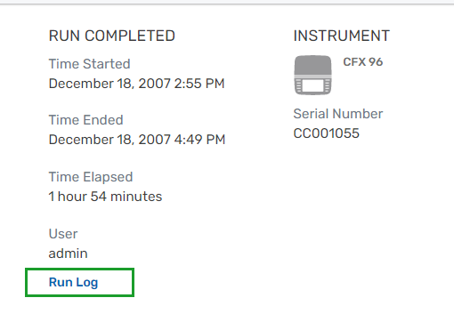 Viewing the Run Log